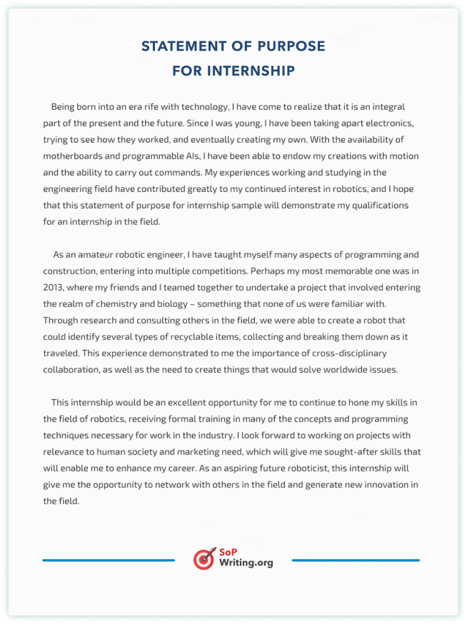 Statement Of Purpose For Internship Lasopaau